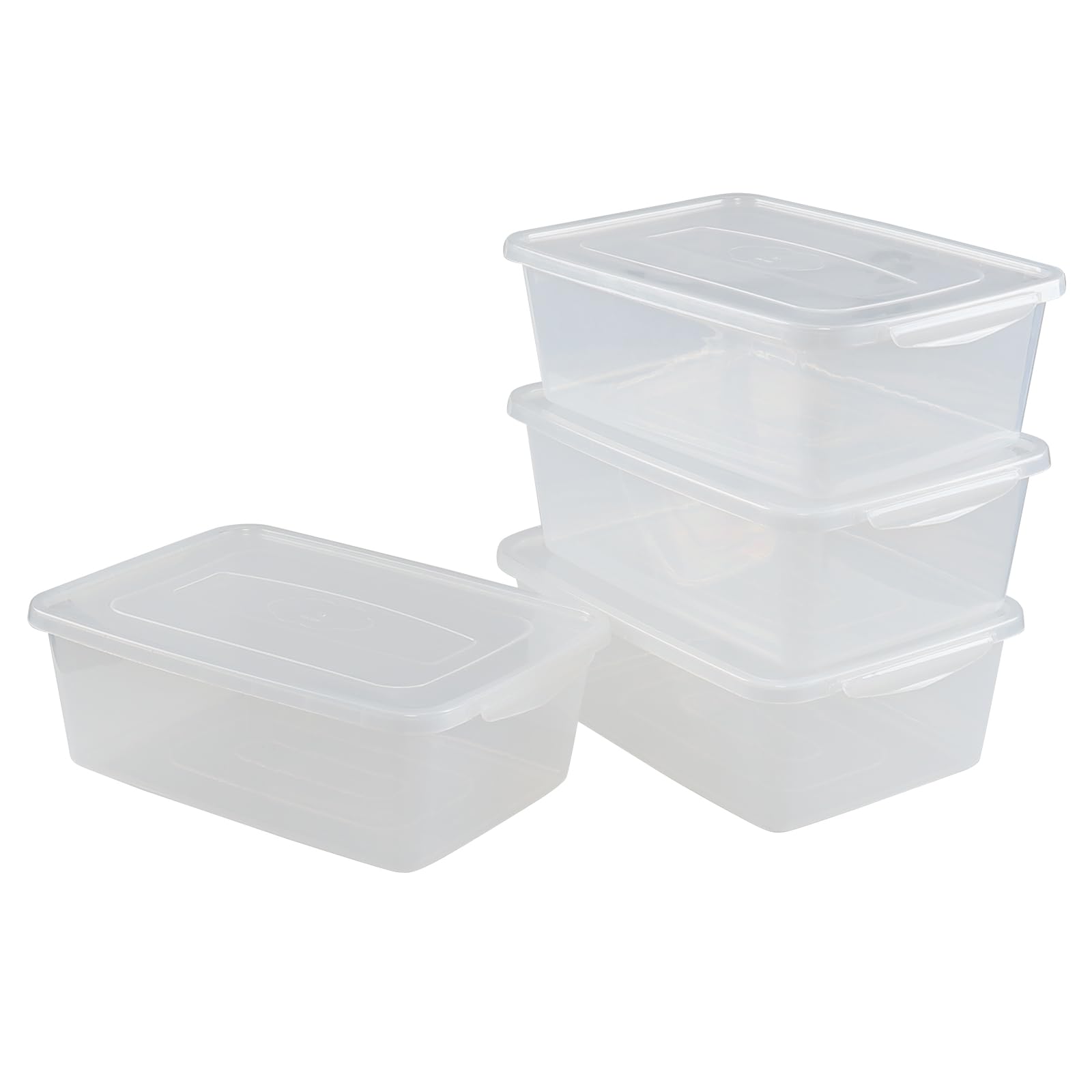 CadineUS 14 Quart Clear Latching Box, Plastic Storage Container Bins with Lids Set of 4