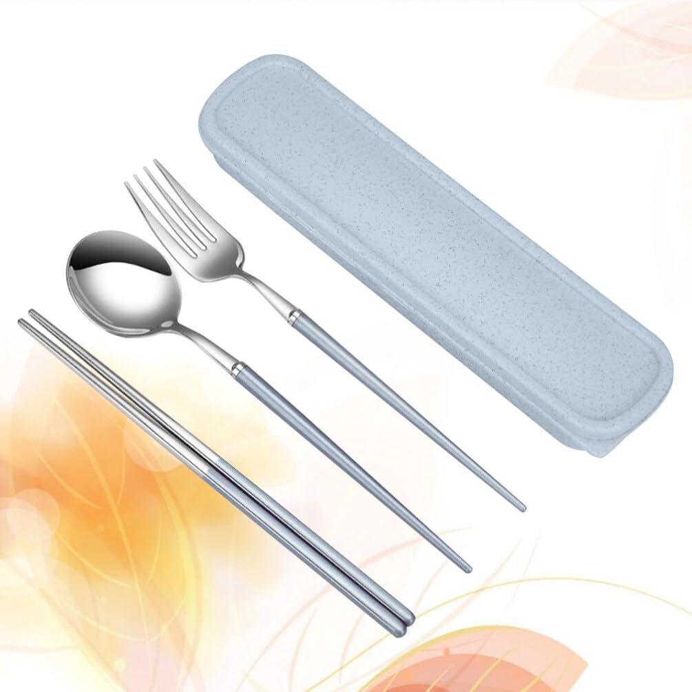 Sosoport 3 Pcs 304 Reusable Utensils Case Picnic Food Fork Rustproof Dinnerware Reusable Flatware Silverware Chopsticks Spoon Fork Silverware Cutlery Camping Cutlery Student Steak Portugal