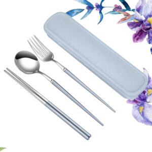 Sosoport 3 Pcs 304 Reusable Utensils Case Picnic Food Fork Rustproof Dinnerware Reusable Flatware Silverware Chopsticks Spoon Fork Silverware Cutlery Camping Cutlery Student Steak Portugal