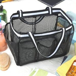 fiezkaa Mesh Shower Caddy Portable Shower Bag for College Dorm Camping Travel Gym(Black)