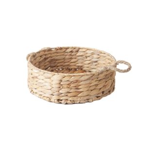 yrlsotge water hyacinth storage baskets, decorative baskets for organizing with double handles-wicker baskets for shelves,round wicker baskets -store make-up accessories, paper towel,1 pack.