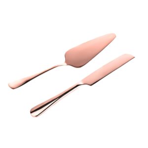 2pcs wedding cake knife set, stainless steel cake cutting set cake cutter set wedding cake knife and server set for party birthday celebration (rose gold)