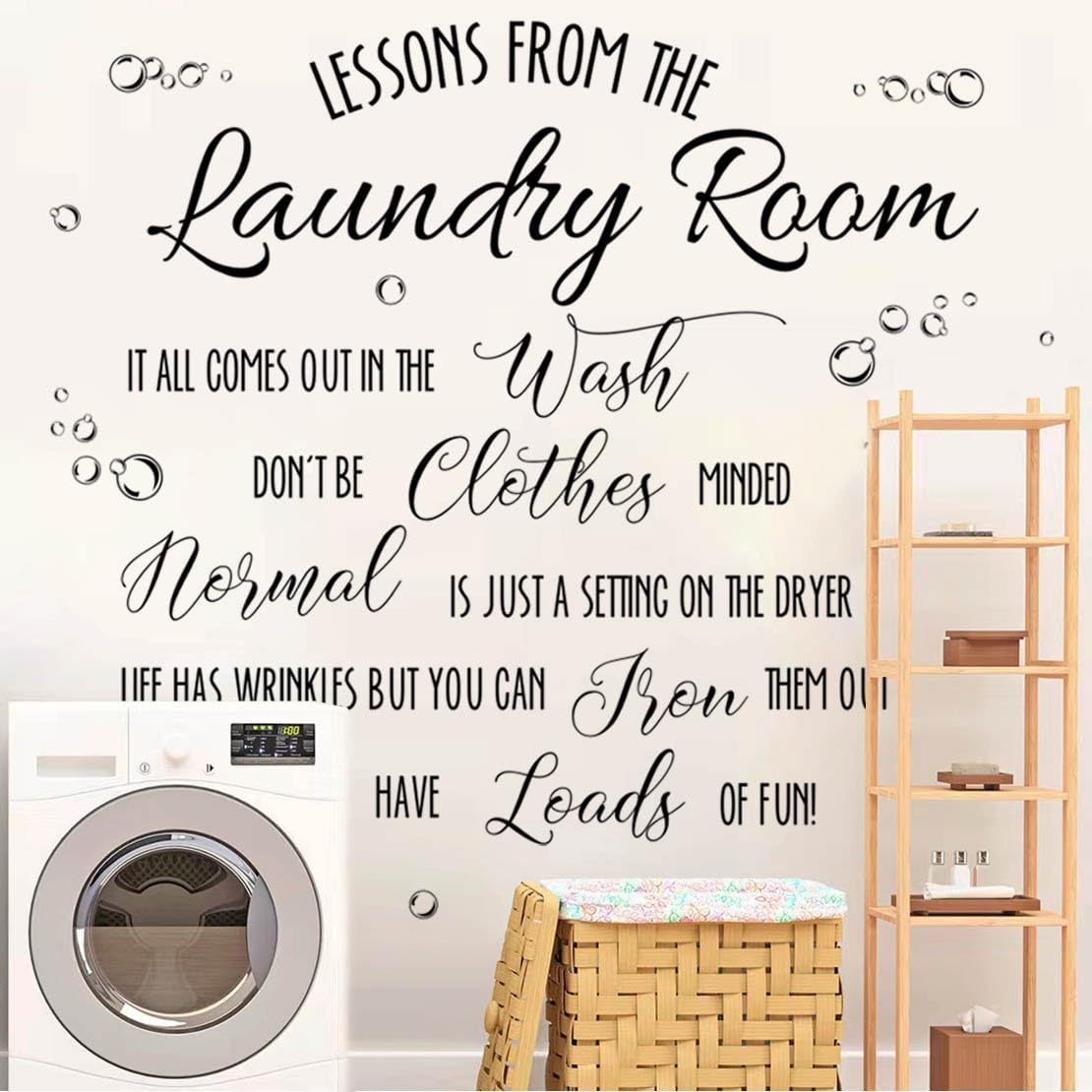 Laundry Room Decal Quote Lessons from The Laundry Room Wall Sticker Laundry Room Vinyl Wall Decal Wash Dry Vinyl Laundry Stickers Washer Quote for Home Apartment Washing Machine Dryer Laundry Room Clo