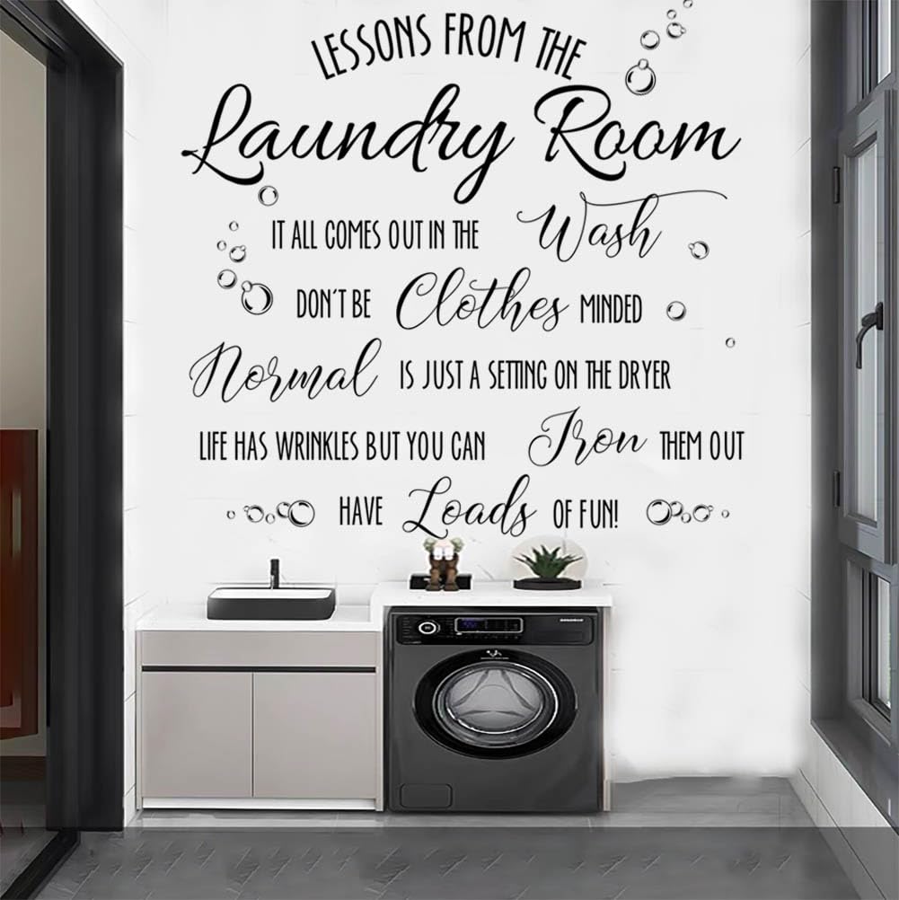 Laundry Room Decal Quote Lessons from The Laundry Room Wall Sticker Laundry Room Vinyl Wall Decal Wash Dry Vinyl Laundry Stickers Washer Quote for Home Apartment Washing Machine Dryer Laundry Room Clo