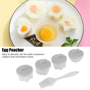 Boiled Egg Maker, 4Pcs Plastic Egg Cooker Boiler Pudding Mold with Oil Brush, Non‑stick Boiled Egg Cooker, Poached Egg Cups, Fast Poaching Egg for Breakfast, Eggs Kitchen Gadgets(gray)