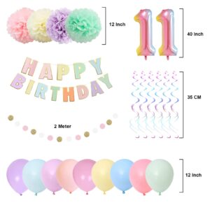 BRT Bearingshui 11th Birthday Decorations, 40 Inch Rainbow Gradient Number 11 Balloon, 11th Birthday Balloon, Happy Birthday Banner, Children’s 11th Birthday Party Supplies for Kids