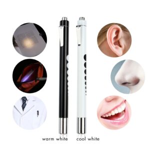 Pen Lights for Nurses,2 Pack Medical Pen Light with Pupil Gauge and Ruler, Warm White & Cool White Light LED Penlight for Nursing Students Doctors (Black/White)