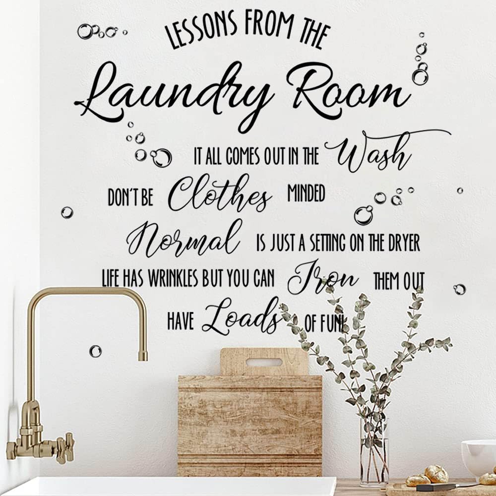 Laundry Room Decal Quote Lessons from The Laundry Room Wall Sticker Laundry Room Vinyl Wall Decal Wash Dry Vinyl Laundry Stickers Washer Quote for Home Apartment Washing Machine Dryer Laundry Room Clo