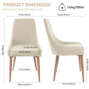 E&D FURNITURE Dining Chairs, Accent Living Room Chair Set of 6 Beige Kitchen and Dining Room Chairs with High Back 6 Pack Fabric Dining Chairs Sillas para Comedor Upholstered Dining Metal Leg Chairs