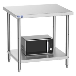 leteuke stainless steel prep table, nsf metal work table, sus201 commercial heavy duty table with adjustable undershelf, food prep table for restaurant kitchen - 36" x 24" x 34"