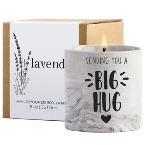 thinking of you gift candles for women sending you a big hug in a jar candle gifts for best friends get well soon cheer up comfort gifts for sick miss you lavender scented candles for mothers 6oz