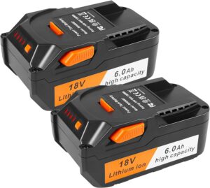 aryee 18v 6000mah battery replacement compatible with ridgid 18v drill r840087 r840083 r840086 r840085 r840084 cordless tools lithium ion battery, 2 pack