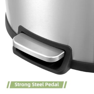 Stainless Steel 50 Liter / 13 Gallon Trash Can, Semi-Circular Steel Pedal Recycle Bin with Lid and Inner Buckets, Hands-Free Kitchen Garbage Can