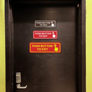 Signs ByLITA Standard Push Button To Exit Door or Wall Sign (Red) - Small