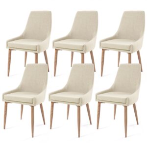 e&d furniture dining chairs, accent living room chair set of 6 beige kitchen and dining room chairs with high back 6 pack fabric dining chairs sillas para comedor upholstered dining metal leg chairs