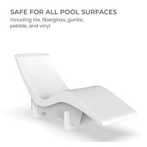 Aqua Outdoors in-Pool DEEP Ledge Chaise Set - Two Chaises - Two Headrest Pillows - Two Chaise Risers and One Large in Pool Side Table - for ledges 9"-14" inches Deep (Classic White-Blue)