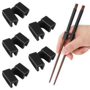 6 pairs reusable chopsticks helper,chopsticks trainer training chopsticks for adults training chopstick hinges connector,non-slip and portable practice chopsticks for beginners kids (black)