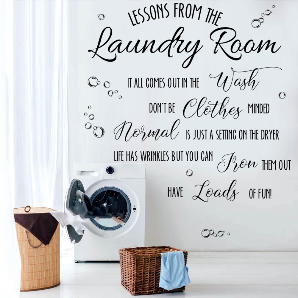 Laundry Room Decal Quote Lessons from The Laundry Room Wall Sticker Laundry Room Vinyl Wall Decal Wash Dry Vinyl Laundry Stickers Washer Quote for Home Apartment Washing Machine Dryer Laundry Room Clo