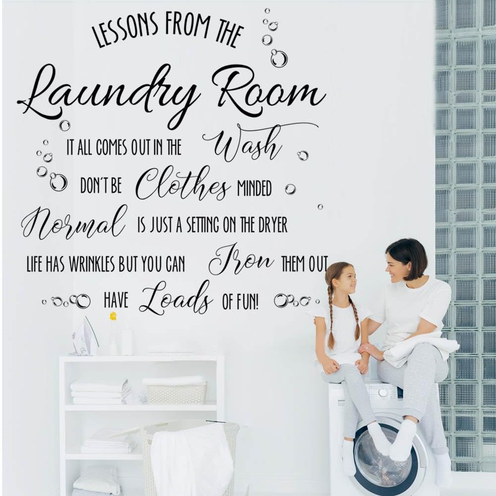 Laundry Room Decal Quote Lessons from The Laundry Room Wall Sticker Laundry Room Vinyl Wall Decal Wash Dry Vinyl Laundry Stickers Washer Quote for Home Apartment Washing Machine Dryer Laundry Room Clo