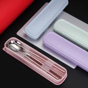 Sosoport 3 Pcs 304 Reusable Utensils Case Picnic Food Fork Rustproof Dinnerware Reusable Flatware Silverware Chopsticks Spoon Fork Silverware Cutlery Camping Cutlery Student Steak Portugal