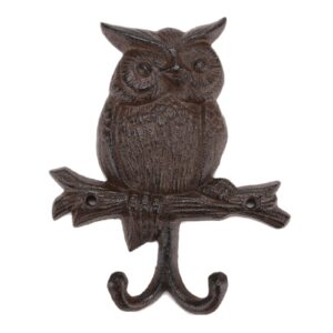 brasstar cast iron owl molding double hook wall coat hanging for coats, bags, hats, towels, keys, rustic retro home decorative gift tqgjpt489