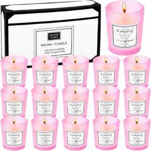 mtlee 16 pcs candles for home soy wax scented candle jar candles gift for women thank you gifts for christmas birthday mother's day coworker nurse volunteer teacher(inspirational,pink)