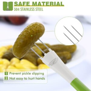 2 Pack Pickle Fork Pickle Grabber Tool-Pickle Picker for the jar, Kitchen Gadgets Pickle Gifts Suitable for Olives Green