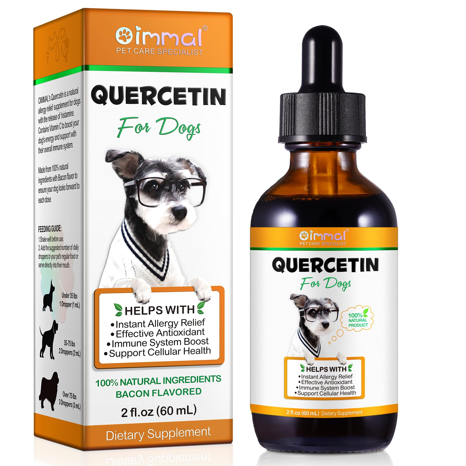 Quercetin for Dogs | Quercetin with Vitamin C for Dogs | Quercetin for Dogs Allergies | Quercetin Dog | Dogs Quercetin Supplement | Support Balanced Immune System | 60ml 2.02 fl oz