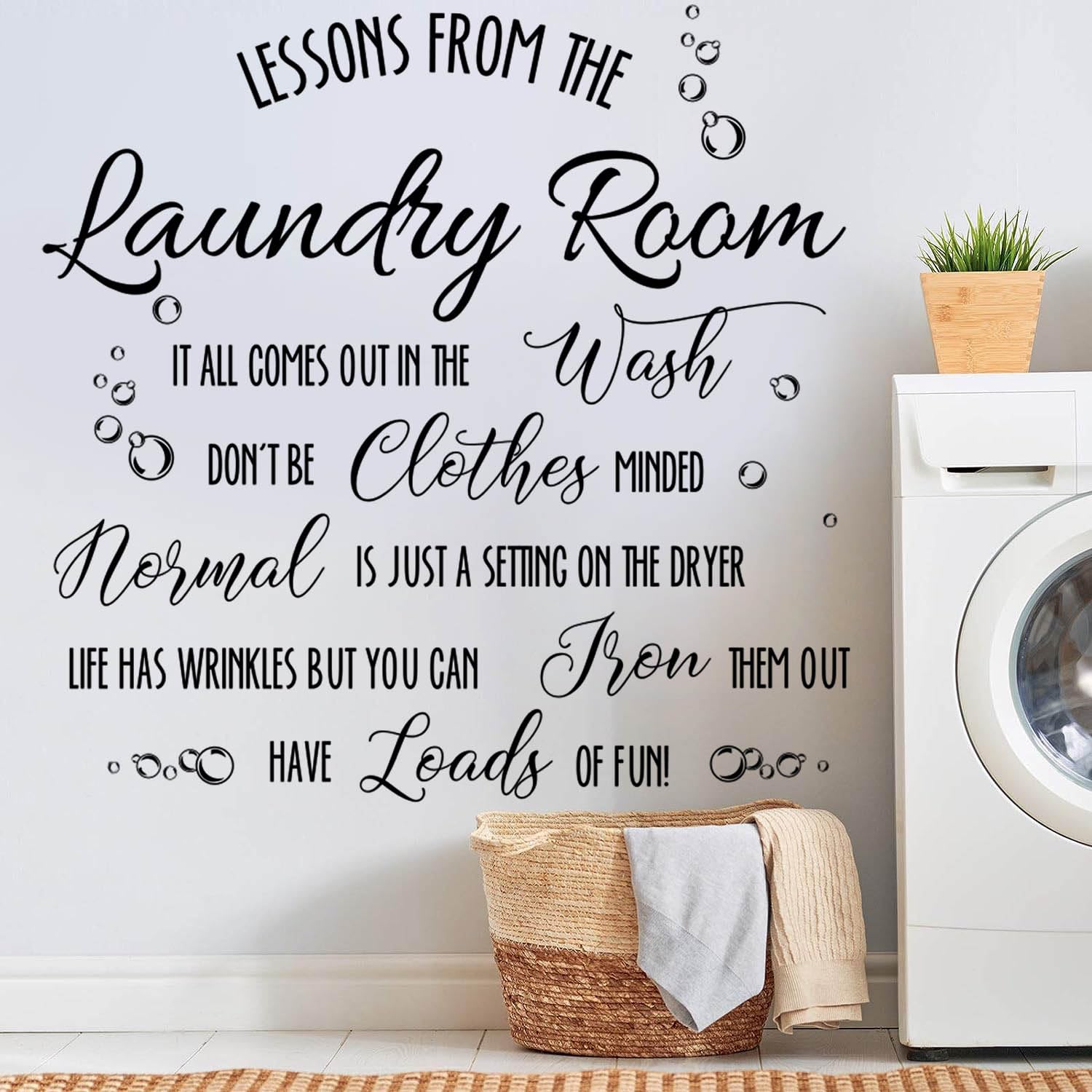 Laundry Room Decal Quote Lessons from The Laundry Room Wall Sticker Laundry Room Vinyl Wall Decal Wash Dry Vinyl Laundry Stickers Washer Quote for Home Apartment Washing Machine Dryer Laundry Room Clo