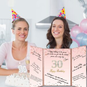 Crenics Rose Gold 30th Birthday Decorations, Creative 30th Birthday Guest Sign in Book Alternative, Large 30th Birthday Signature Book 12" x 18", Great 30 Years Old Birthday Gifts for Women