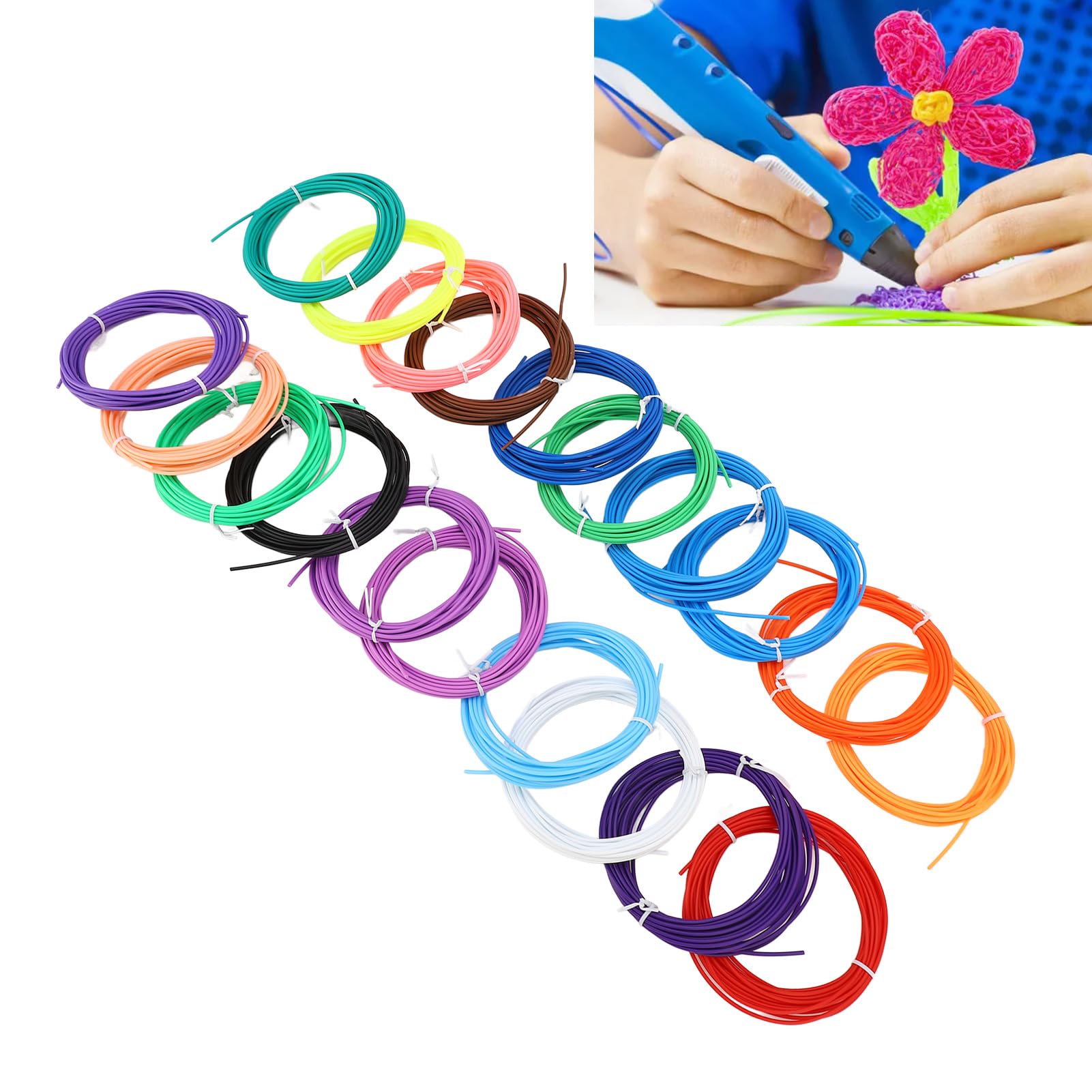 3D Pen Consumable, 3D Pen Filament Refill 25 Colors 70100? Printing Temperature Bubble 18MPa Tensile Strength for DIY