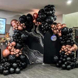 Rose Gold and Black Balloon Arch Kit, ADOINBY 140Pcs Metallic Rose Gold Black Balloon 18 12 10 5 Inch Different Size Balloons for Birthday Party Bridal Shower Wedding Engagement Anniversary Decoration