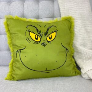 Franco Cuddle Buddy, Regular, Grinch Faux Fur Dec Pillow, 18 in x 18 in