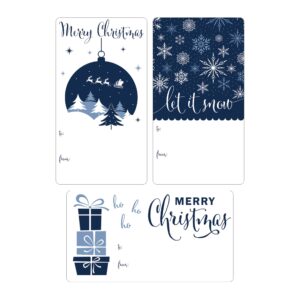 blue christmas gift tags, self-adhesive snowflake gift tags - 75 gift wrap tags, peel and stick christmas gift tags