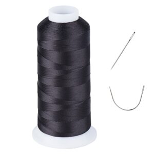 uv resistant - heavy duty outdoor thread for hand or machine sewing - simthread 100% polyester bonded thread tex 69 (12wt) - 1500 yards np-black