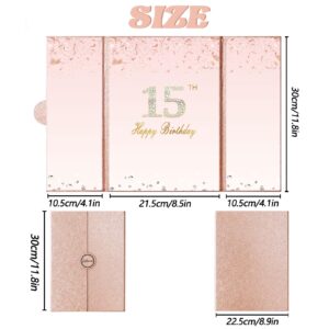 Crenics Rose Gold 15th Birthday Decorations, Creative 15th Birthday Guest Book Alternative, Large 15th Birthday Signature Book 12" x 18", Great 15 Years Old Birthday Gifts for Girls