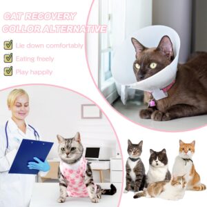 Due Felice Cat Surgery Recovery Suit Small Dog Surgical Recovery Onesie Pet After Surgery Wear for Female Male Cat Doggy Pink Heart/Medium