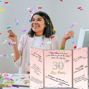 Crenics Rose Gold 30th Birthday Decorations, Creative 30th Birthday Guest Sign in Book Alternative, Large 30th Birthday Signature Book 12" x 18", Great 30 Years Old Birthday Gifts for Women