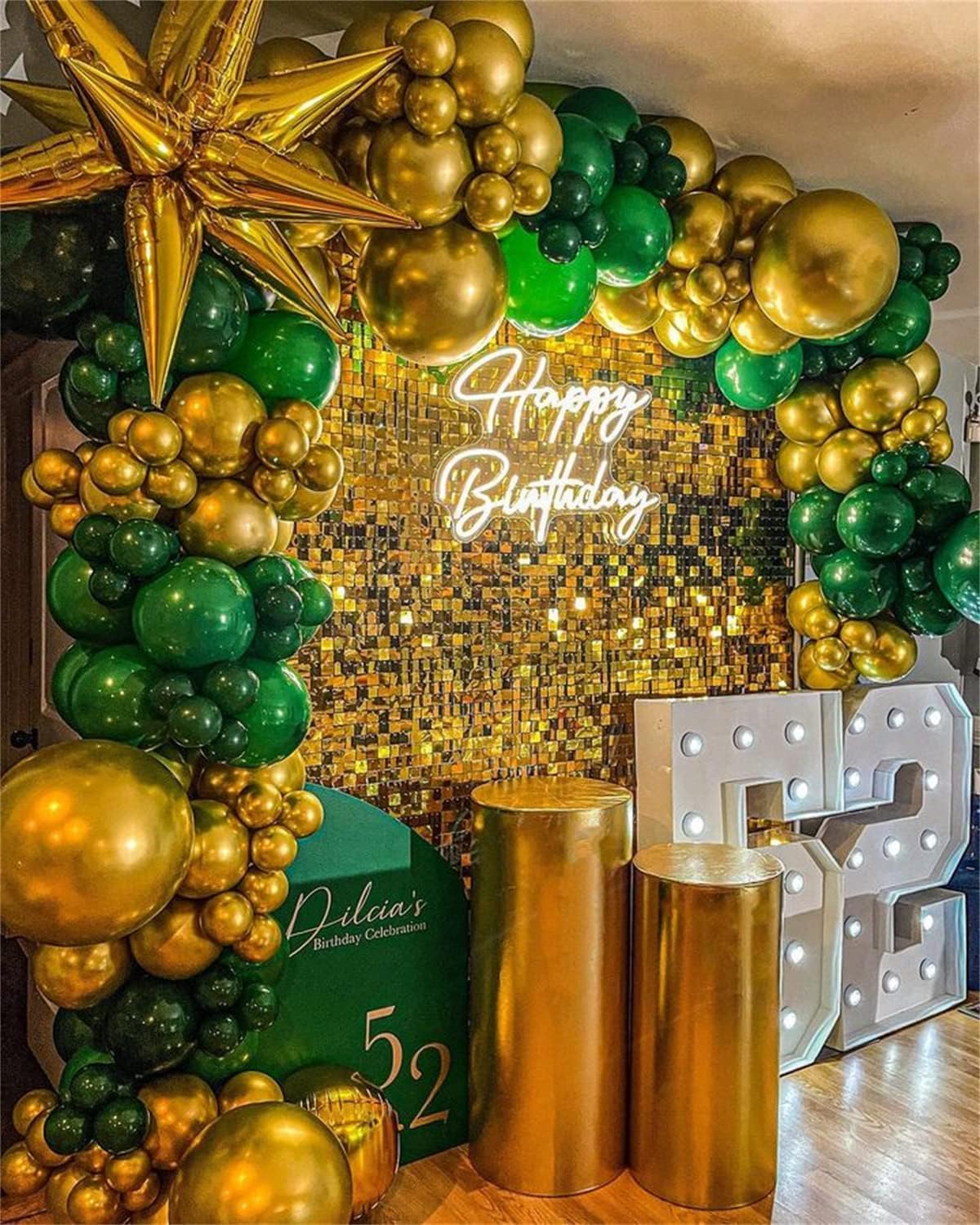 ADOINBY Green and Gold Balloon Arch Kit, 140Pcs Emerald Forest Hunter Dark Green Metallic Gold Balloon Garland Kit for Wedding, Engagements, Birthday, Baby Shower, Anniversary Party Decorations