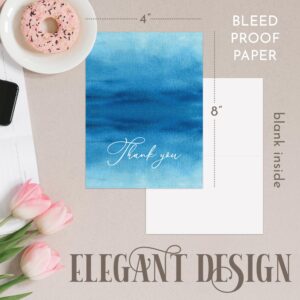 100 Thank You Cards with Envelopes - Elegant Blue Design, Perfect for Graduation Thank You Cards 2024, Weddings, Baby Showers, Parties, and Small Business - Includes 120 Stickers for Easy Sealing