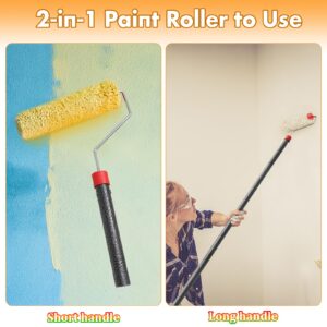 Paint Roller, 6 FT Paint Roller kit Adjustable Paint Roller Extension Poles with Brush Stainless Steel Poles Splicing Rod House Mural Brush for Walls and Ceiling