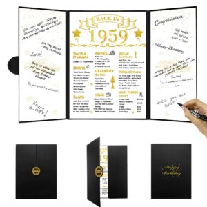 darunaxy black gold 65th birthday alternative signature card back in 1959 sign certificate cheer to 65 year board table party decorations for men women vintage 1959 signature guest book party supplies