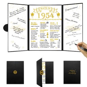 darunaxy black gold 70th birthday alternative signature card back in 1954 sign certificate cheer to 70 year board table party decorations for men women vintage 1954 signature guest book party supplies