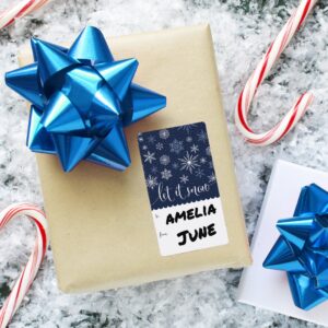 Blue Christmas Gift Tags, Self-Adhesive Snowflake Gift Tags - 75 Gift Wrap Tags, Peel and Stick Christmas Gift Tags