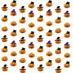 8 pcs halloween garland decorations halloween paper hanging swirls banner halloween hanging garland streamer decorations for home classroom halloween indoor outdoor party favors supplies (pumpkin)