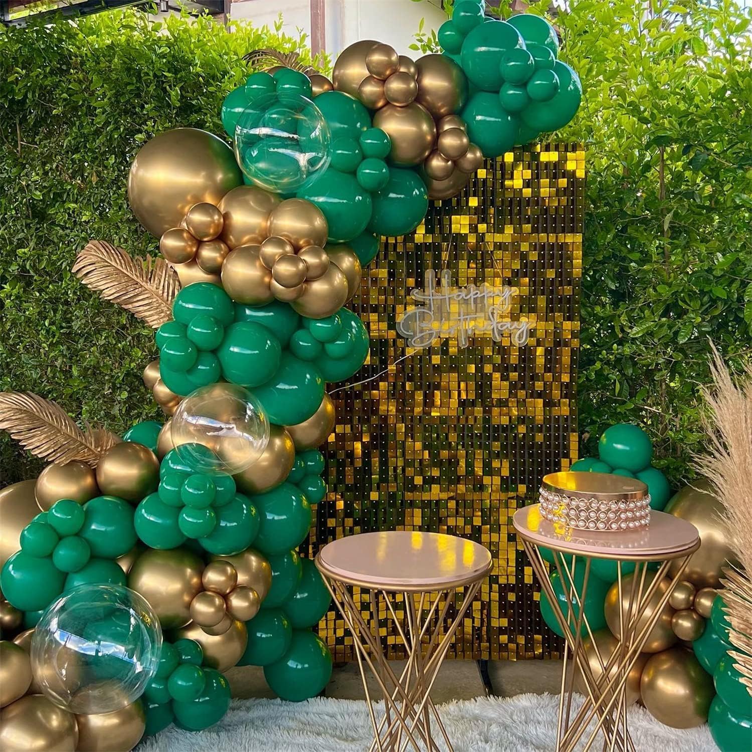 ADOINBY Green and Gold Balloon Arch Kit, 140Pcs Emerald Forest Hunter Dark Green Metallic Gold Balloon Garland Kit for Wedding, Engagements, Birthday, Baby Shower, Anniversary Party Decorations