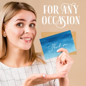 100 Thank You Cards with Envelopes - Elegant Blue Design, Perfect for Graduation Thank You Cards 2024, Weddings, Baby Showers, Parties, and Small Business - Includes 120 Stickers for Easy Sealing