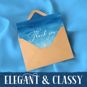 100 Thank You Cards with Envelopes - Elegant Blue Design, Perfect for Graduation Thank You Cards 2024, Weddings, Baby Showers, Parties, and Small Business - Includes 120 Stickers for Easy Sealing