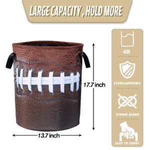 Football Laundry Basket American Ball Foldable Oxford Cloth Funny Tote Bag Laundry Hamper Clothes Storage Bucket Organizer For Bathroom/Laundry Storage/Bedroom 17.7x13.7 Inch