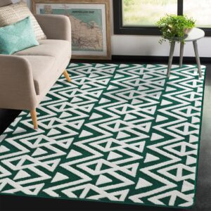 ohwpeat shaggy area rugs cozy soft memory foam carpets, 4x6 ft fluffy rug for living room bedroom kids room nursery home decor, washable rugs, non-slip backing green white boys girls kids rug